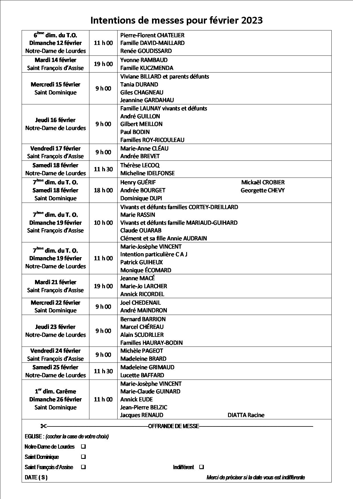 Bulletin de Février 2023 - Paroisse Sainte-Catherine du petit-port