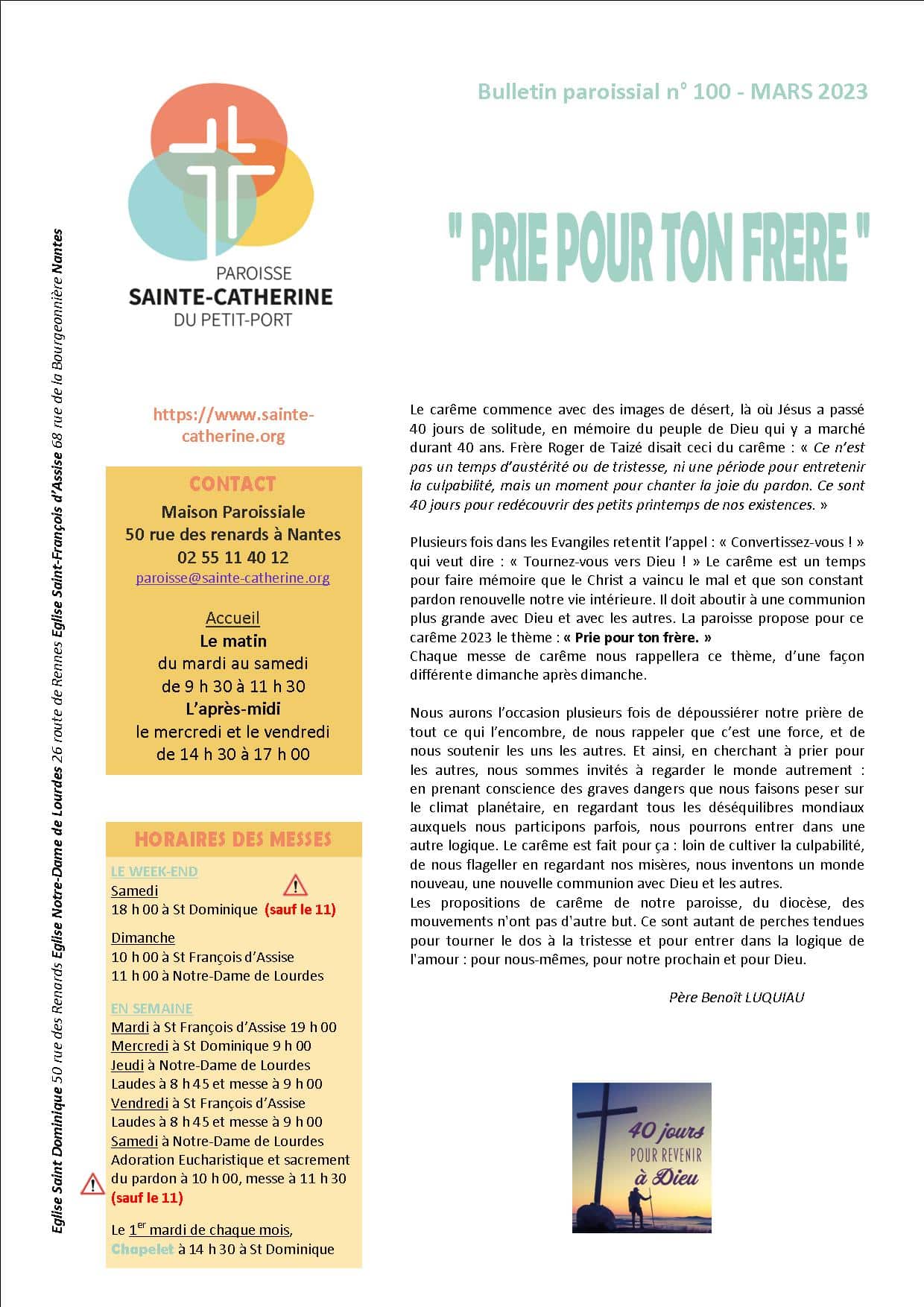 BULLETIN MARS 2023 - Paroisse Sainte-Catherine du petit-port